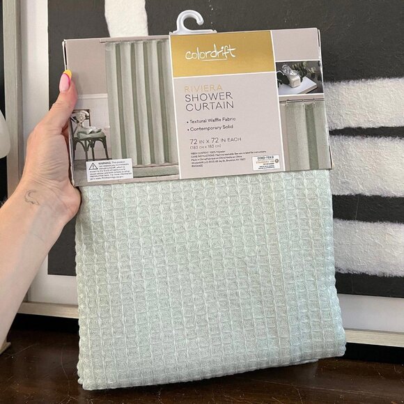 Bath | Nwt Colordrift Teal Riviera Waffle Texture Fabric Shower Curtain ...